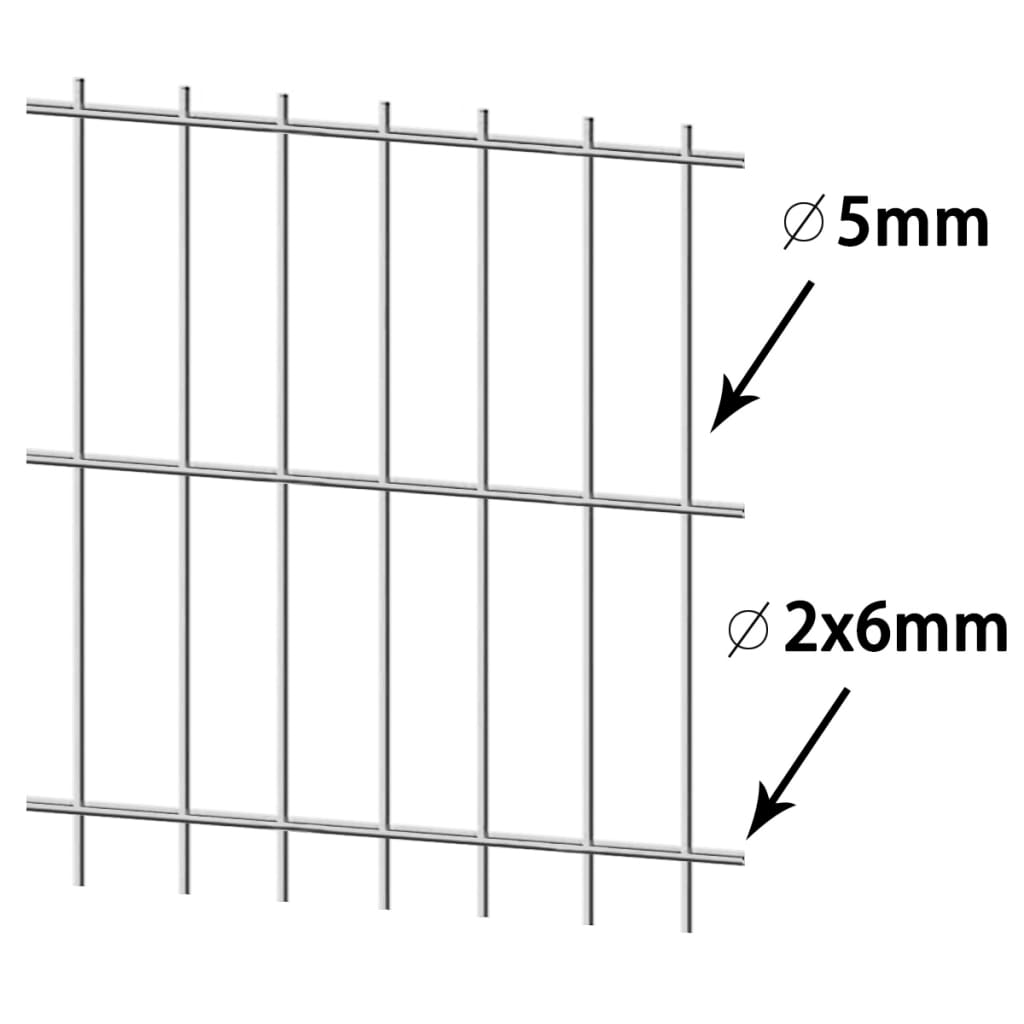 2D Garden Fence Panel & Posts 2008x2030 mm 2 m Silver