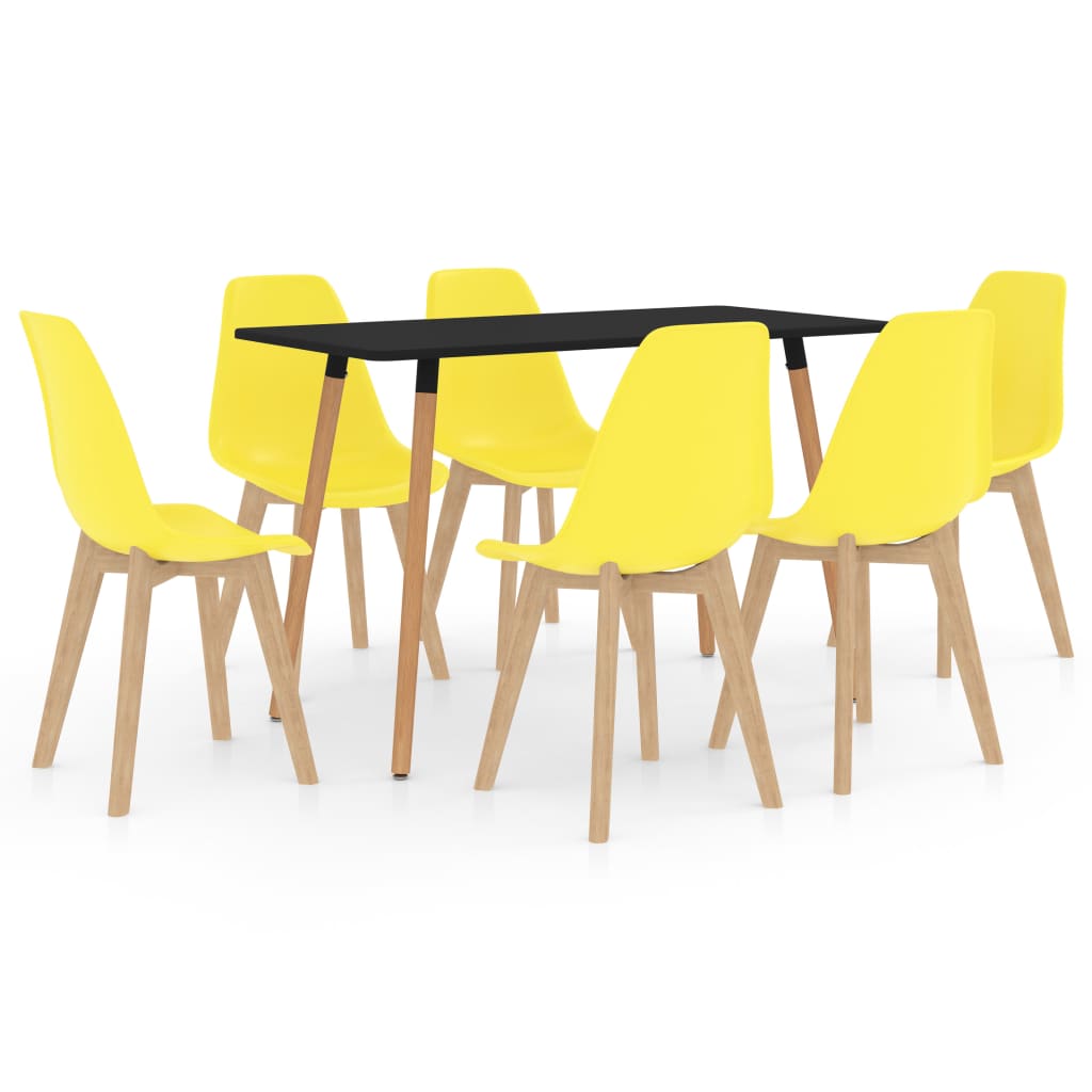 7 Piece Dining Set Yellow