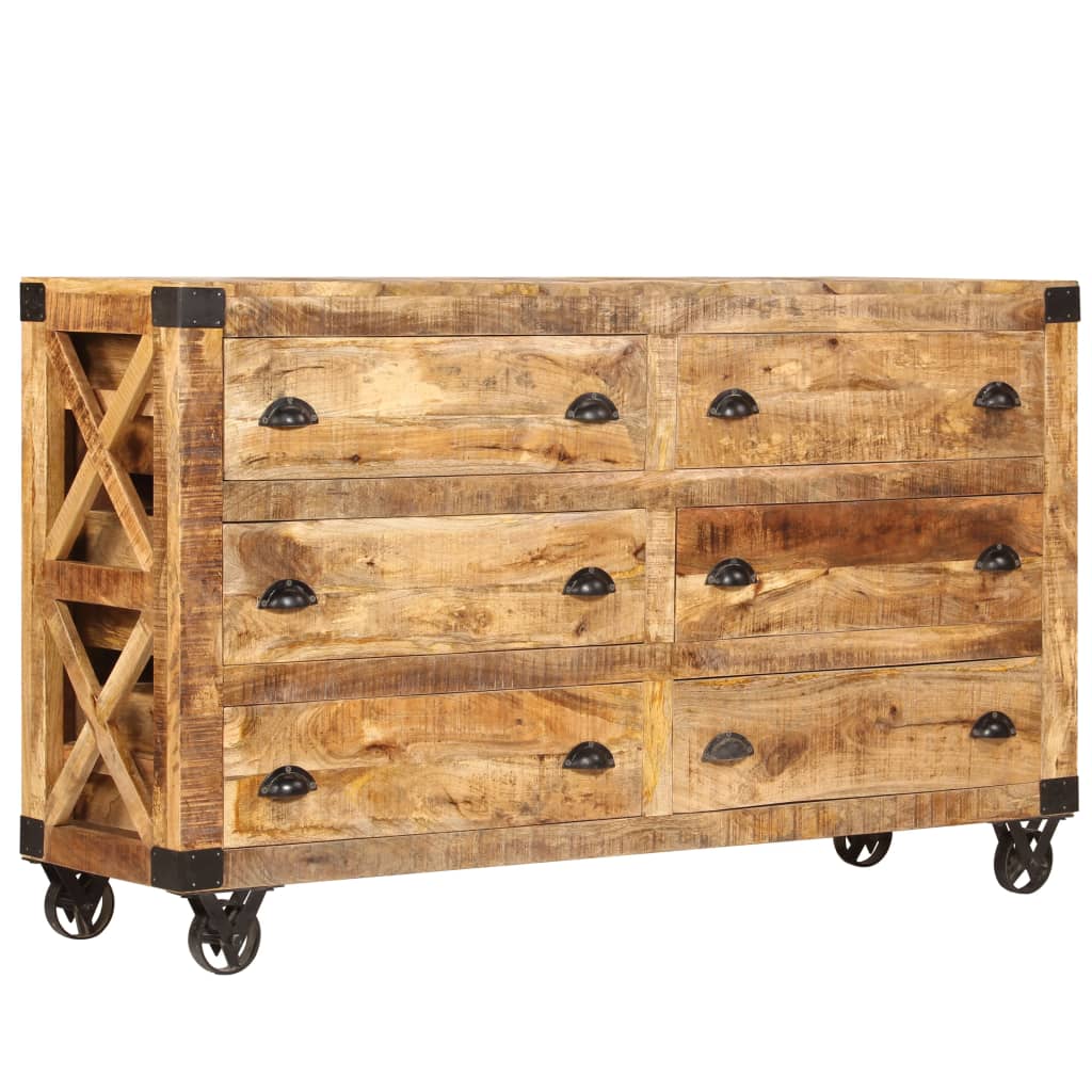 Drawer Cabinet Solid Mango Wood and Cast Iron 150x40x86 cm