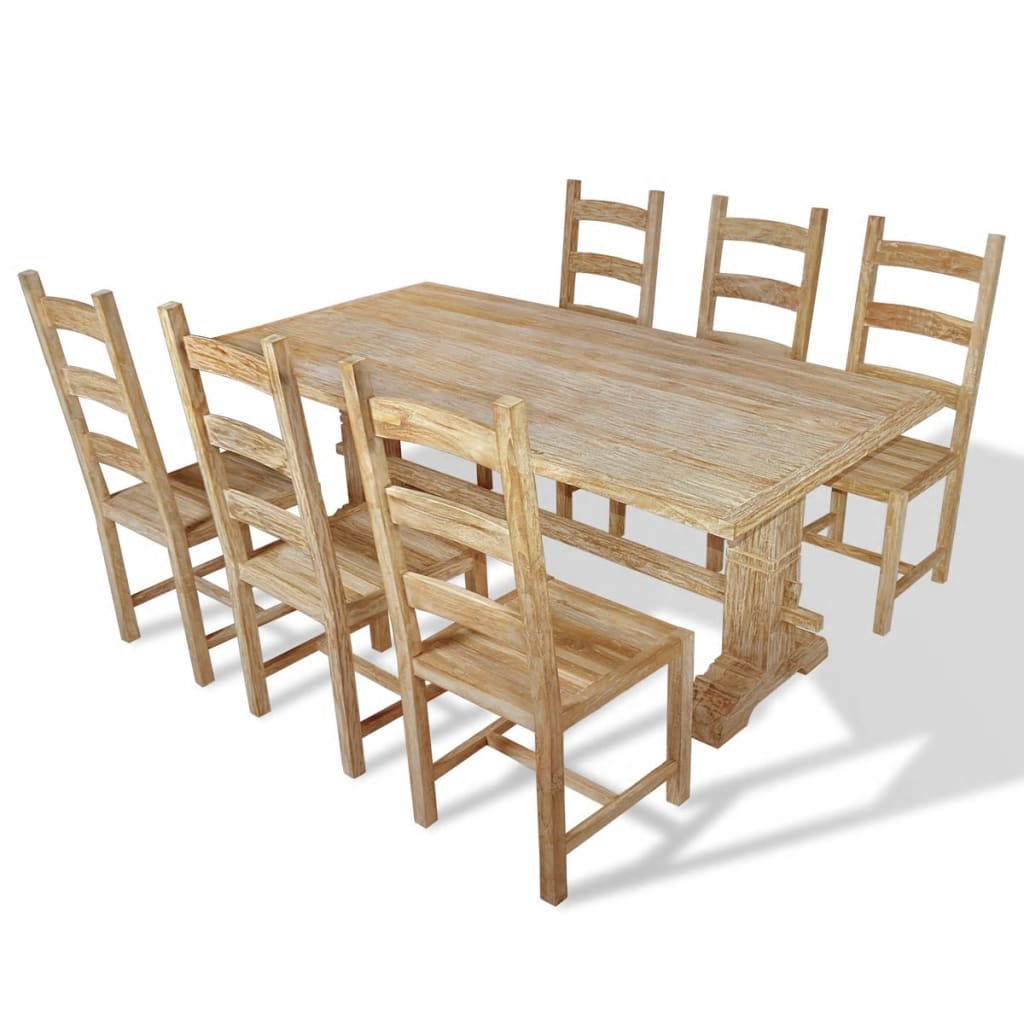 Seven Piece Massive Dining Table and Chair Set Teak