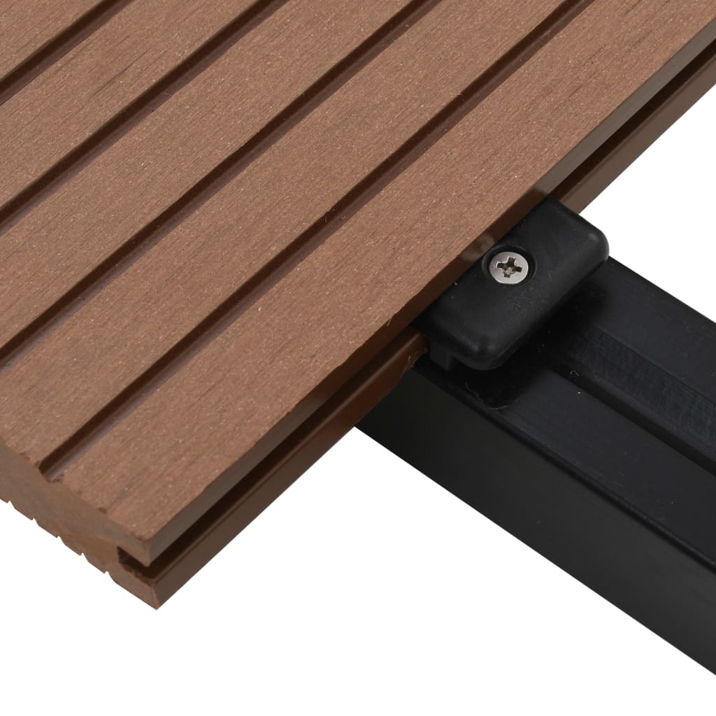 WPC Solid Decking Boards with Accessories 10m² 2.2m Light Brown