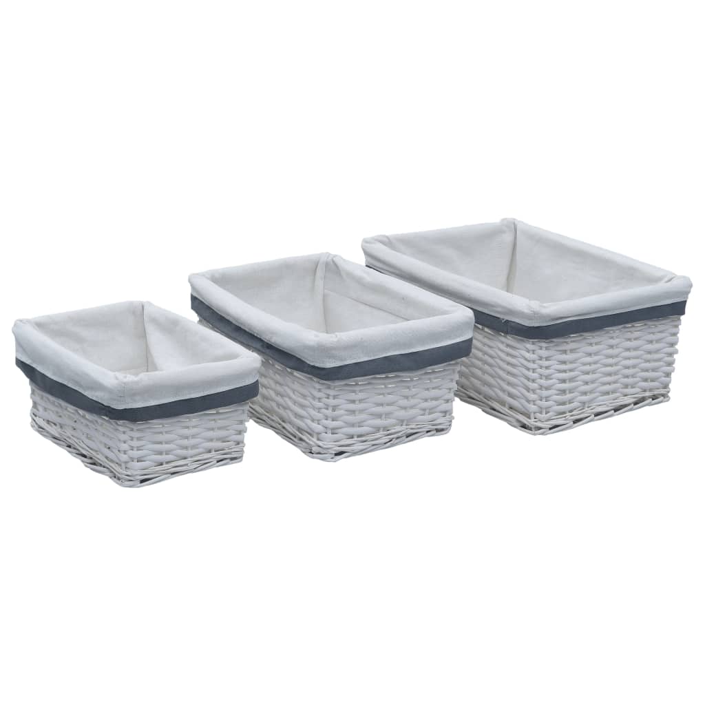 3 Piece Stackable Basket Set White Willow