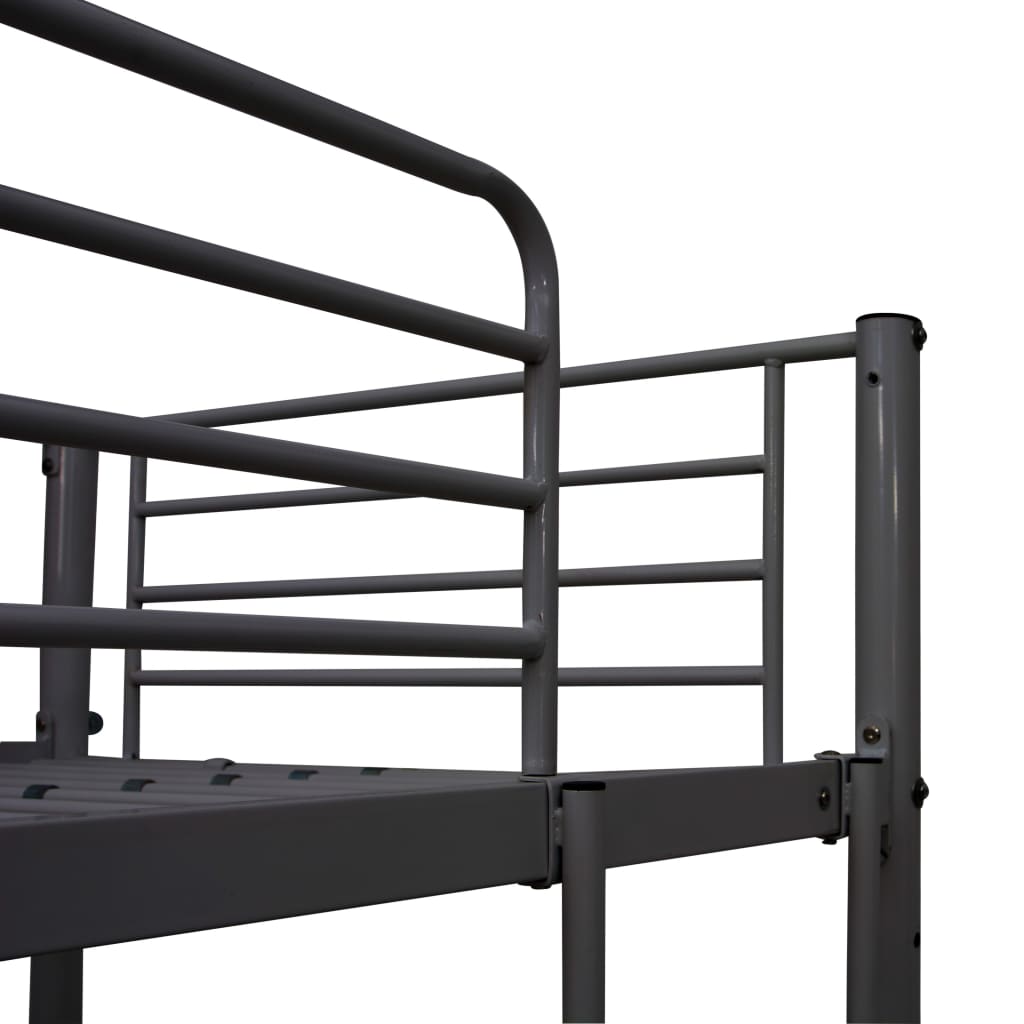 Bunk Bed with Table Frame Black Metal 90x200 cm