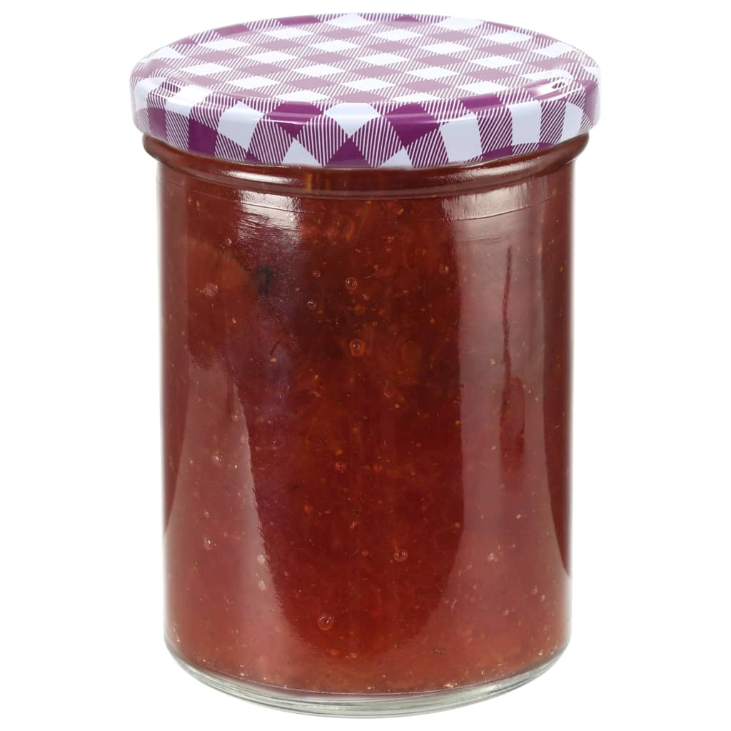 Glass Jam Jars with White and Purple Lid 48 pcs 400 ml