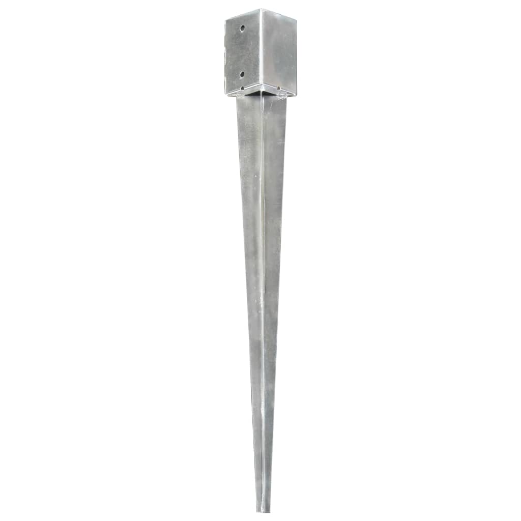 Ground Spikes 2 pcs Silver 9x9x90 cm Galvanised Steel