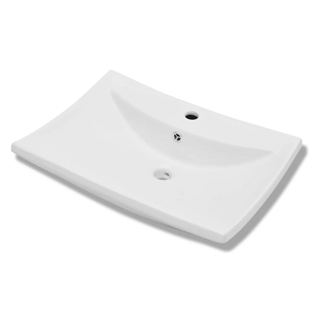 Luxury Ceramic Basin Rectangular with Overflow & Faucet Hole