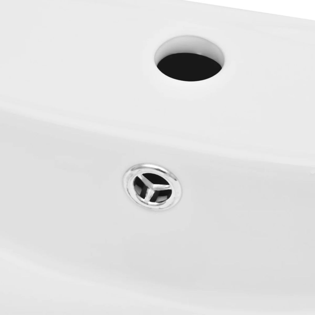 Luxury Ceramic Basin Rectangular with Overflow & Faucet Hole