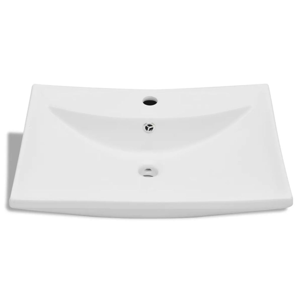 Luxury Ceramic Basin Rectangular with Overflow & Faucet Hole