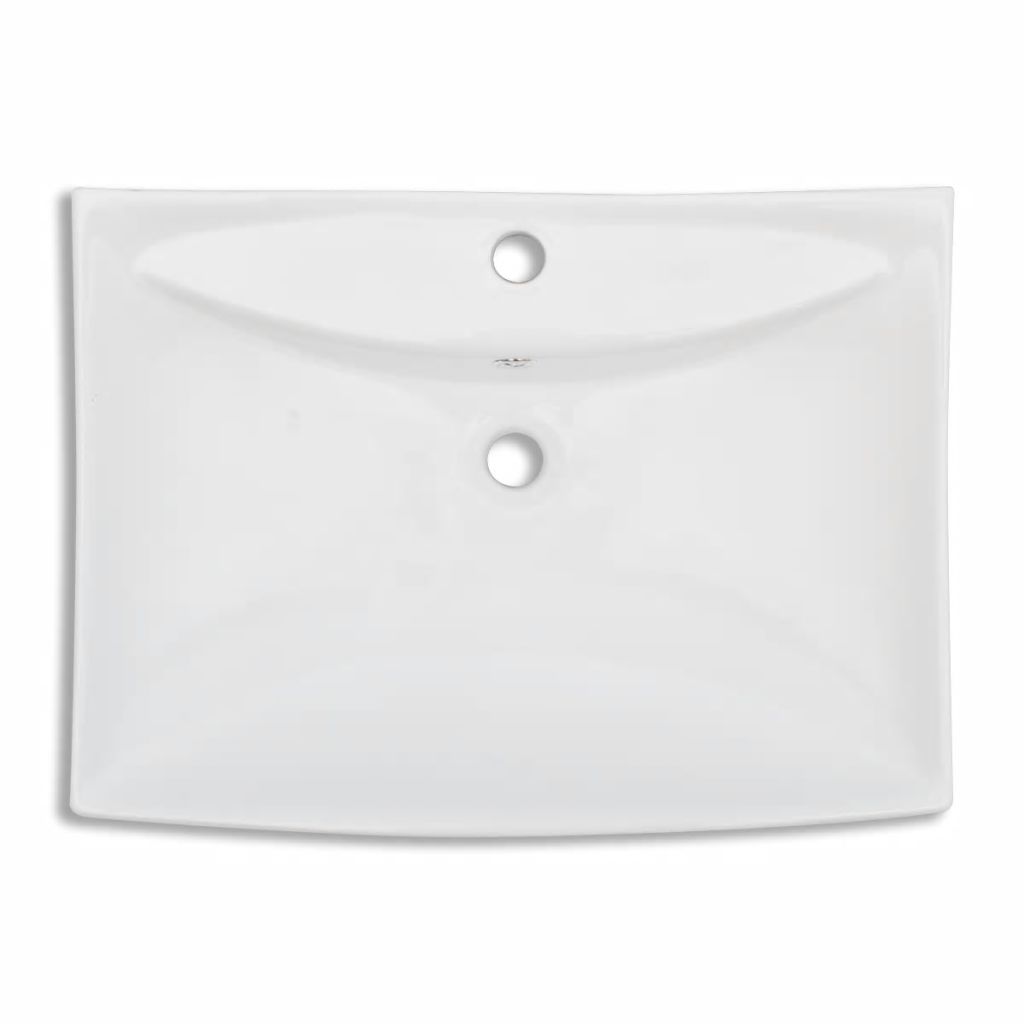 Luxury Ceramic Basin Rectangular with Overflow & Faucet Hole