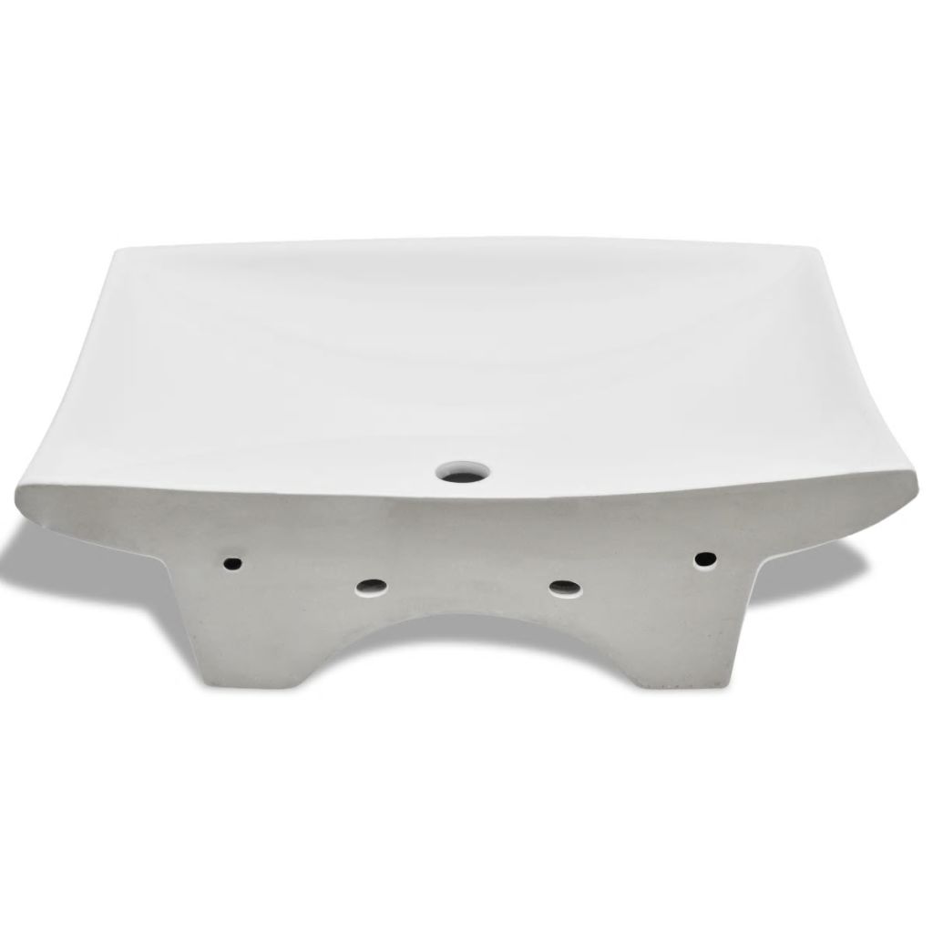 Luxury Ceramic Basin Rectangular with Overflow & Faucet Hole