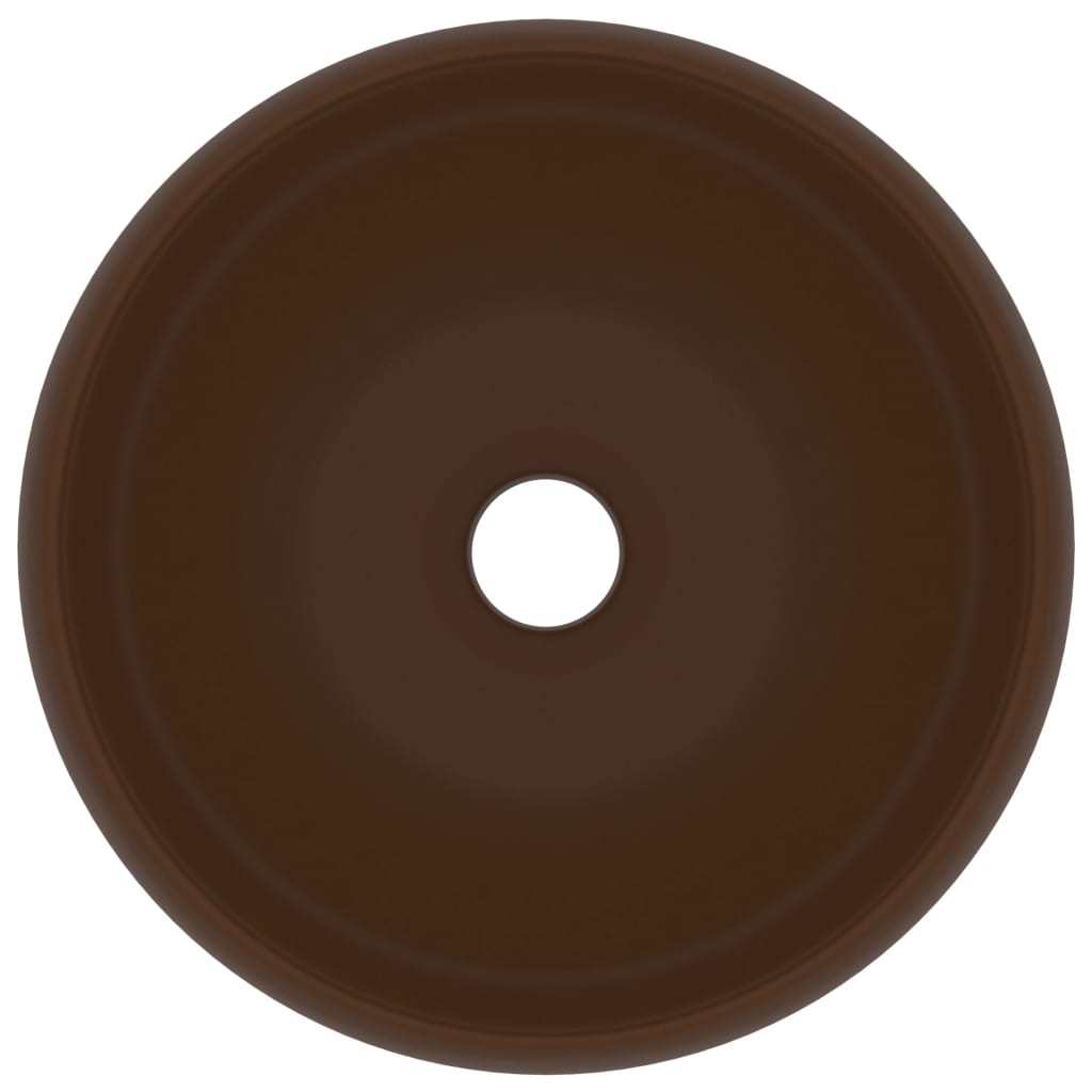 Luxury Wash Basin Round Matt Dark Brown 40x15 cm Ceramic