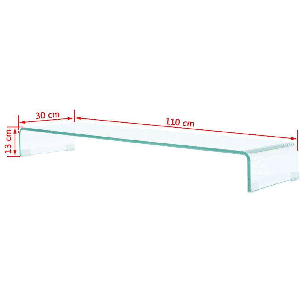 TV Stand/Monitor Riser Glass Clear 110x30x13 cm