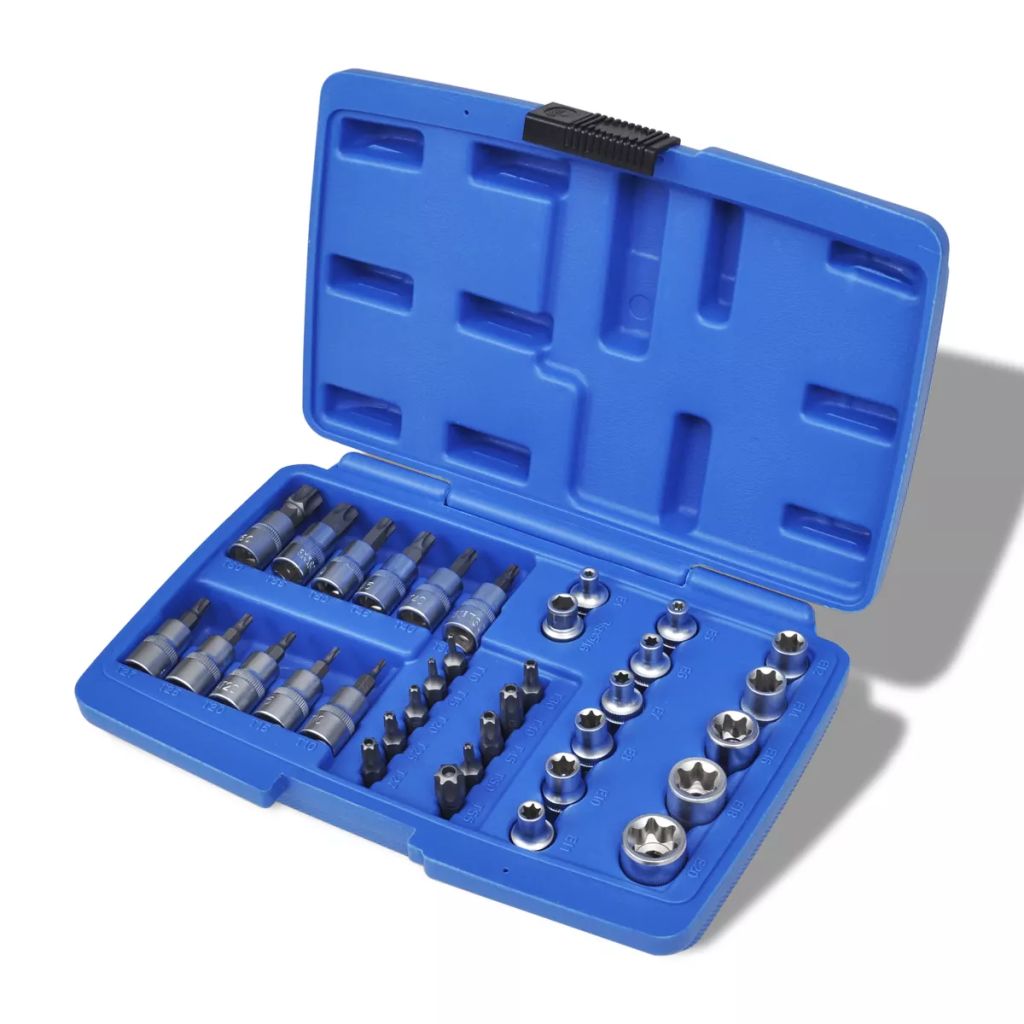 Torx Bit and Star Socket Set 34 pcs with Storage Case