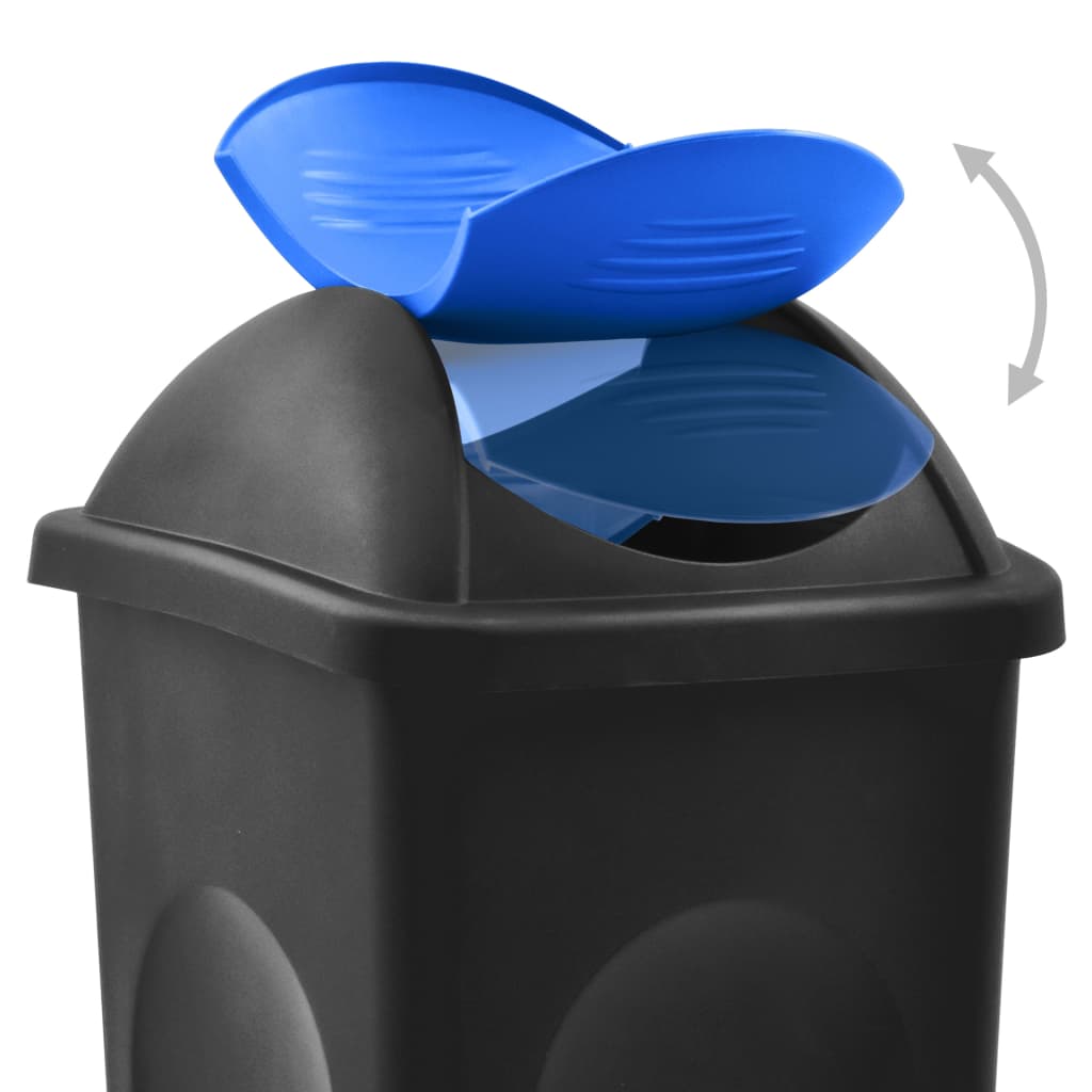Trash Bin with Swing Lid 60L Black and Blue