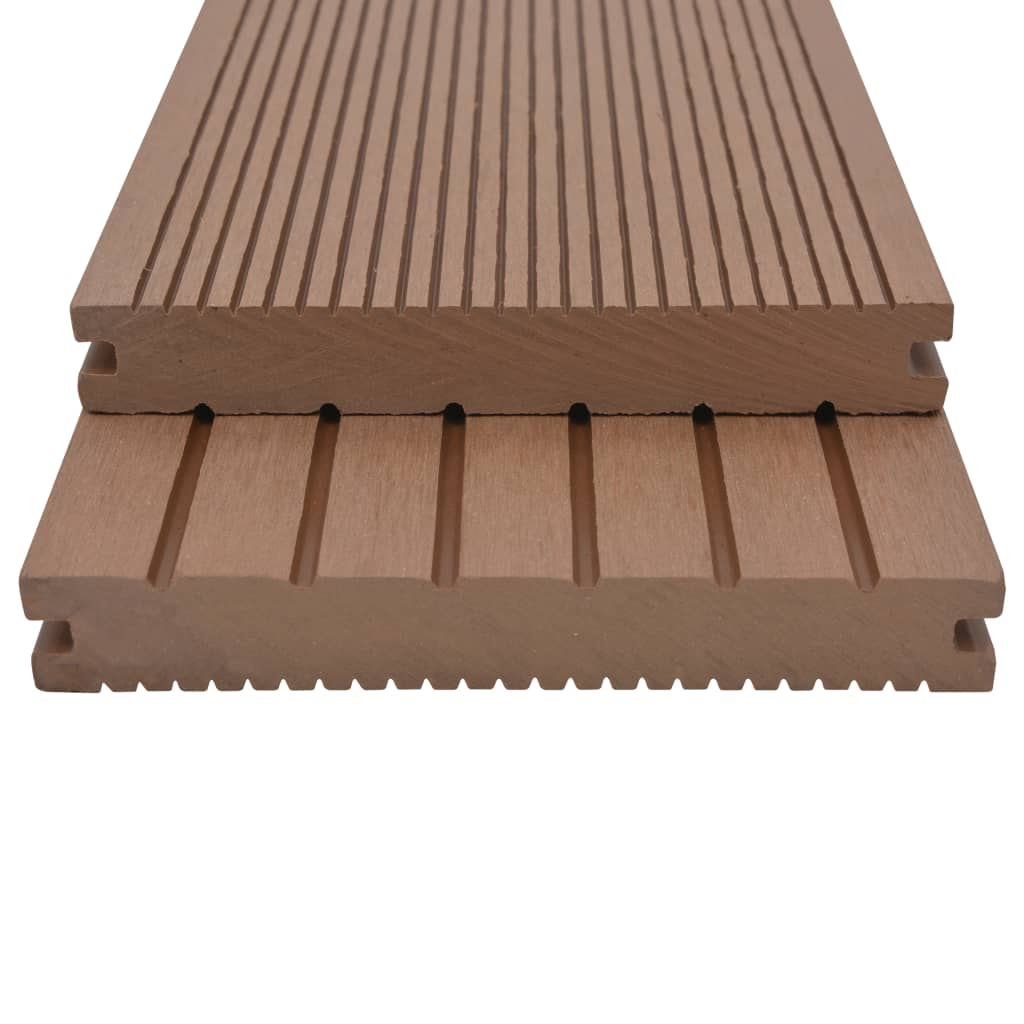 WPC Solid Decking Boards with Accessories 26m² 2.2m Light Brown