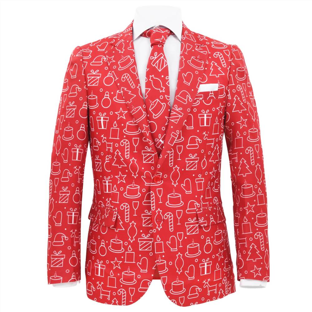 2 Piece Men's Christmas Suit with Tie Size 56 Gifts Red