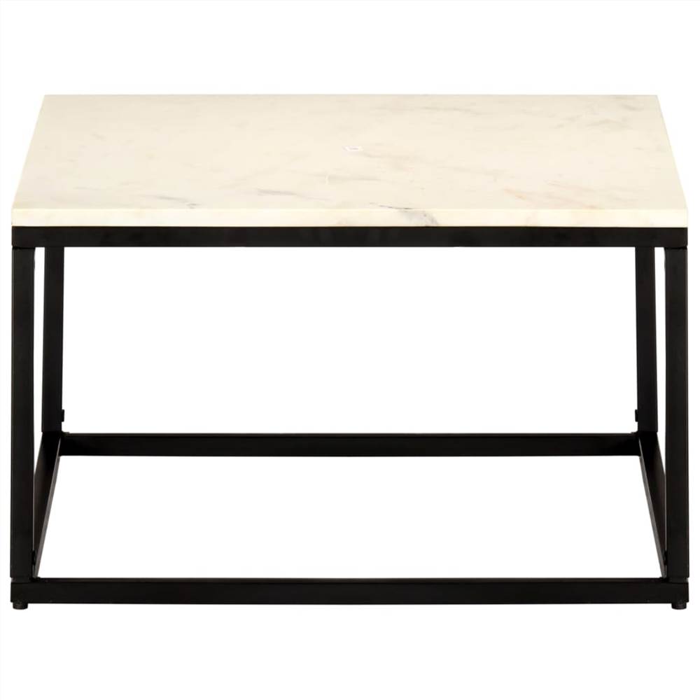 Coffee Table White 60x60x35 cm Real Stone with Marble Texture