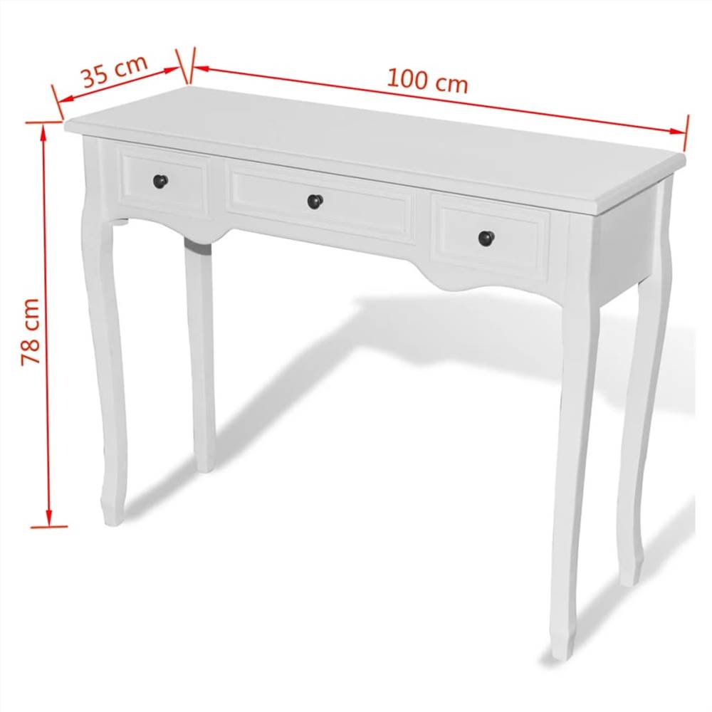 Dressing Console Table with Three Drawers White