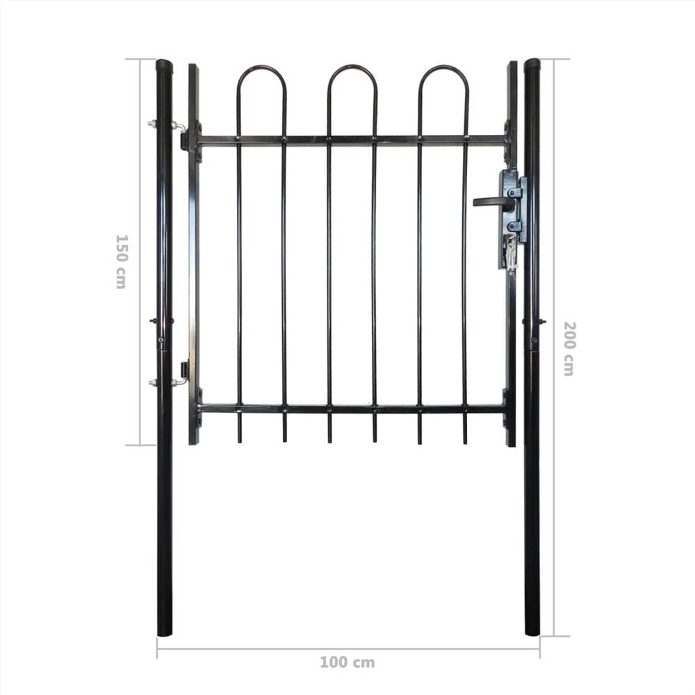 Single Door Fence Gate with Hoop Top 100 x 150 cm