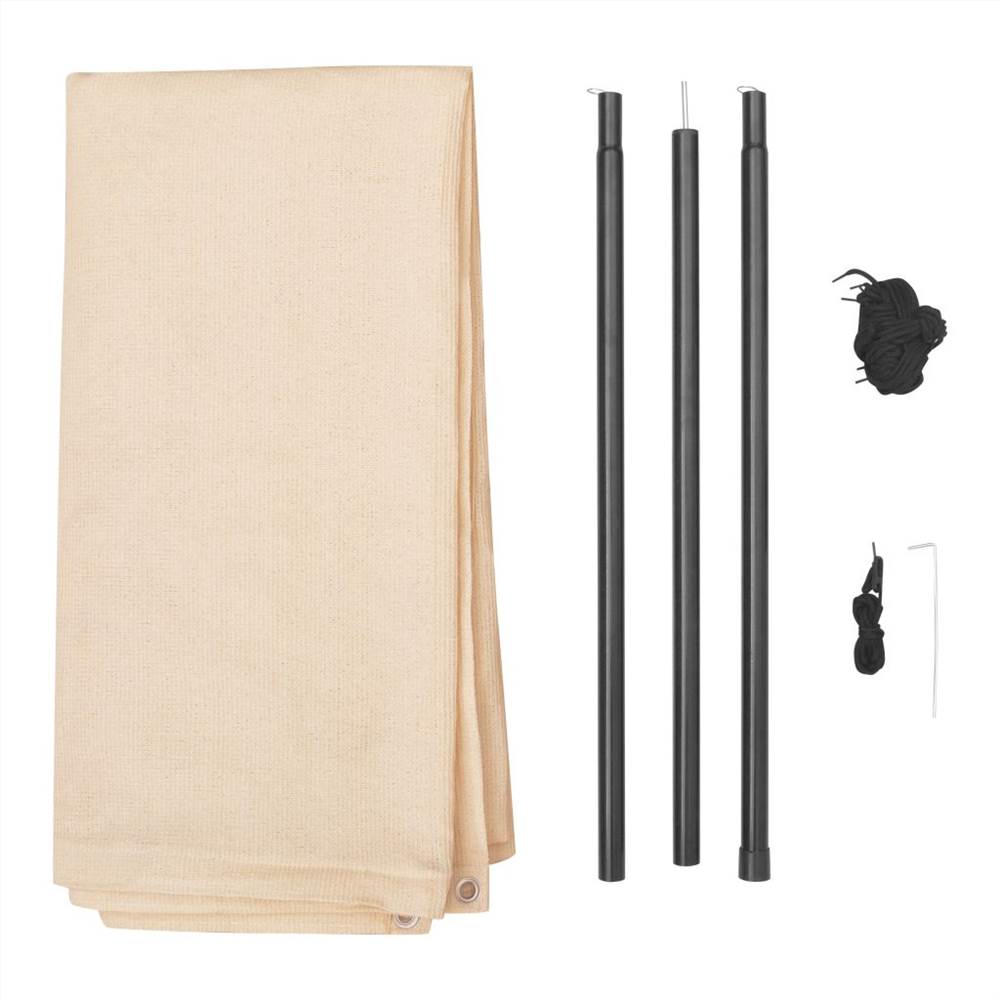 Sunshade Tarp with Poles HDPE Square 4x4 m Cream