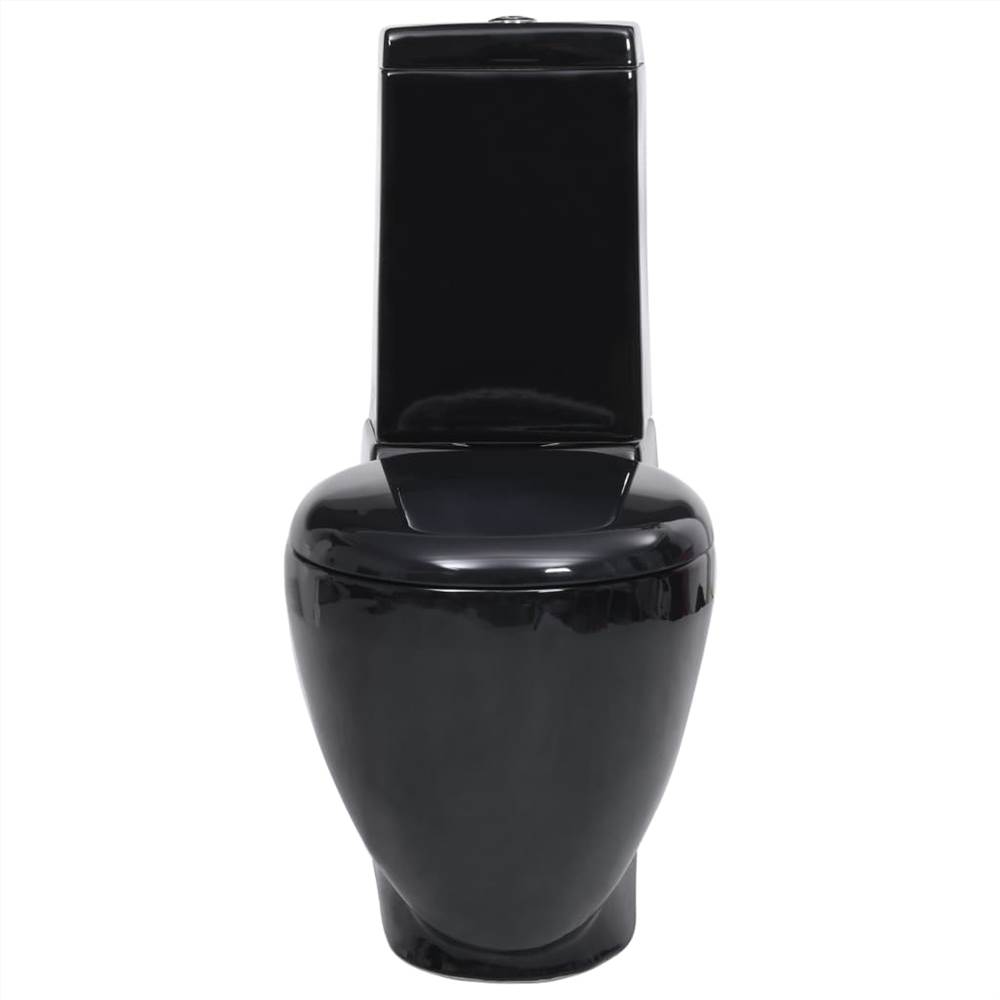 WC Ceramic Toilet Bathroom Round Toilet Bottom Water Flow Black