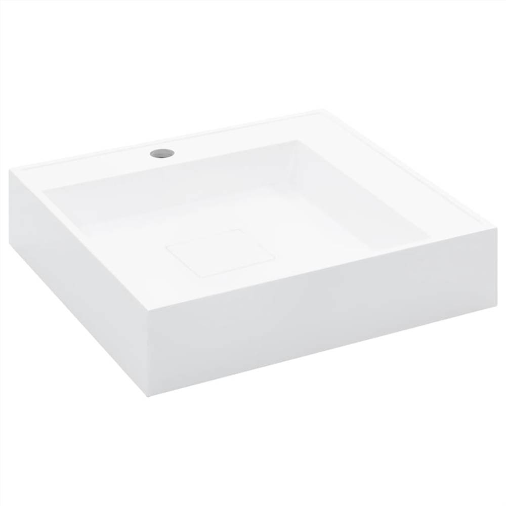 Wash Basin 50x50x12.3 cm Mineral Cast/Marble Cast White