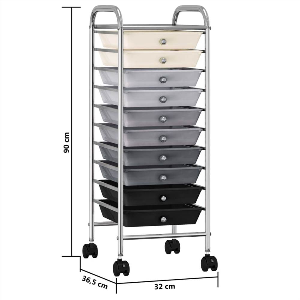 10-Drawer Mobile Storage Trolley Ombre Plastic