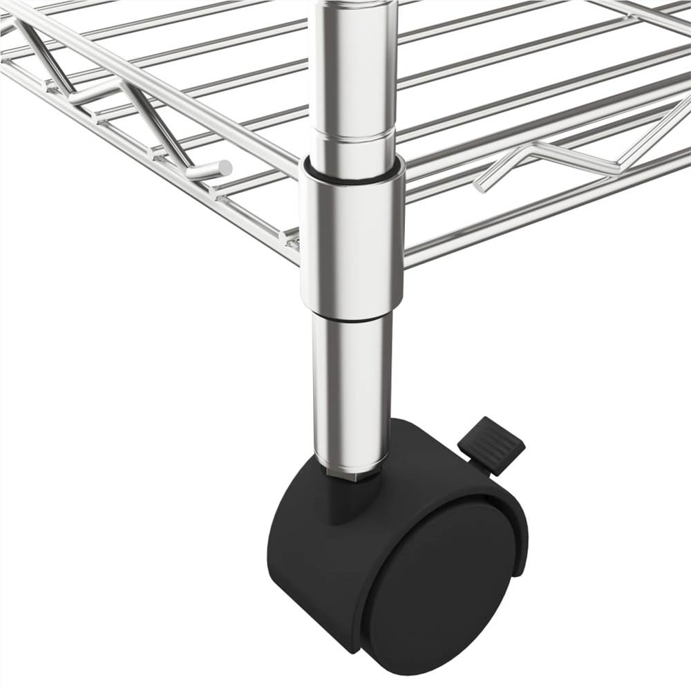 3 Tier Storage Rack With Wheels 60x35x81 Cm Chrome 150 Kg