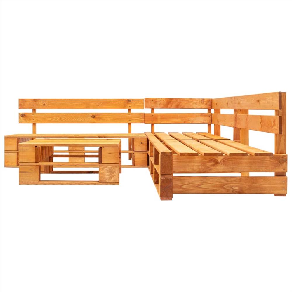 4 Piece Garden Pallet Lounge Set Wood Honey Brown