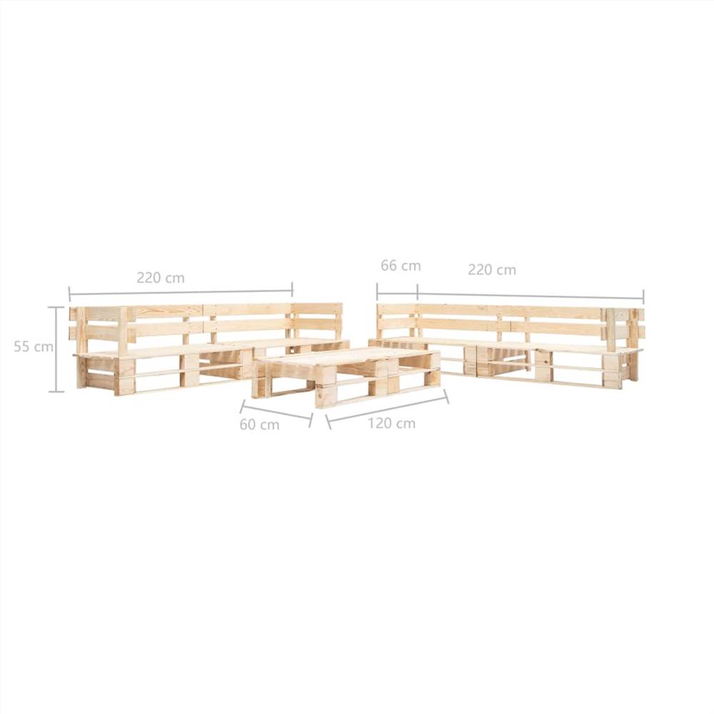 6 Piece Garden Pallet Lounge Set Wood Natural