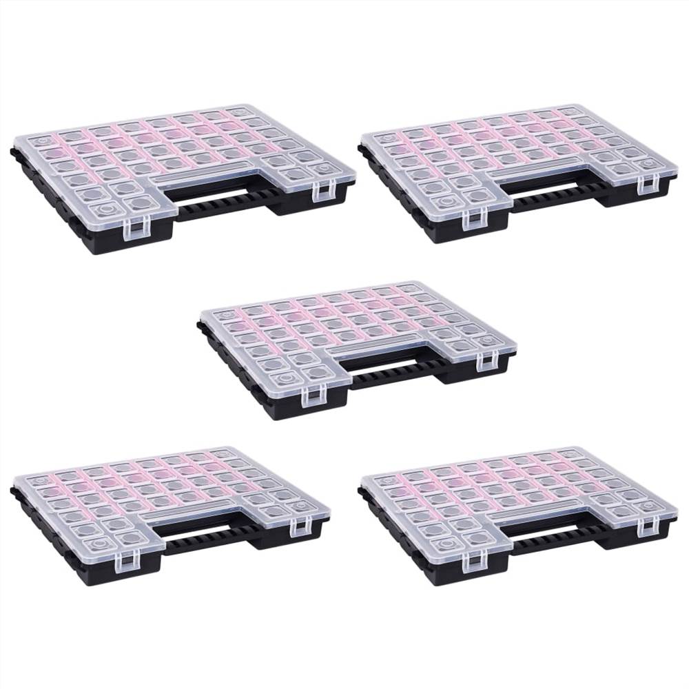 Assortment Boxes 5 pcs with Adjustable Dividers 385x283x50 mm Plastic