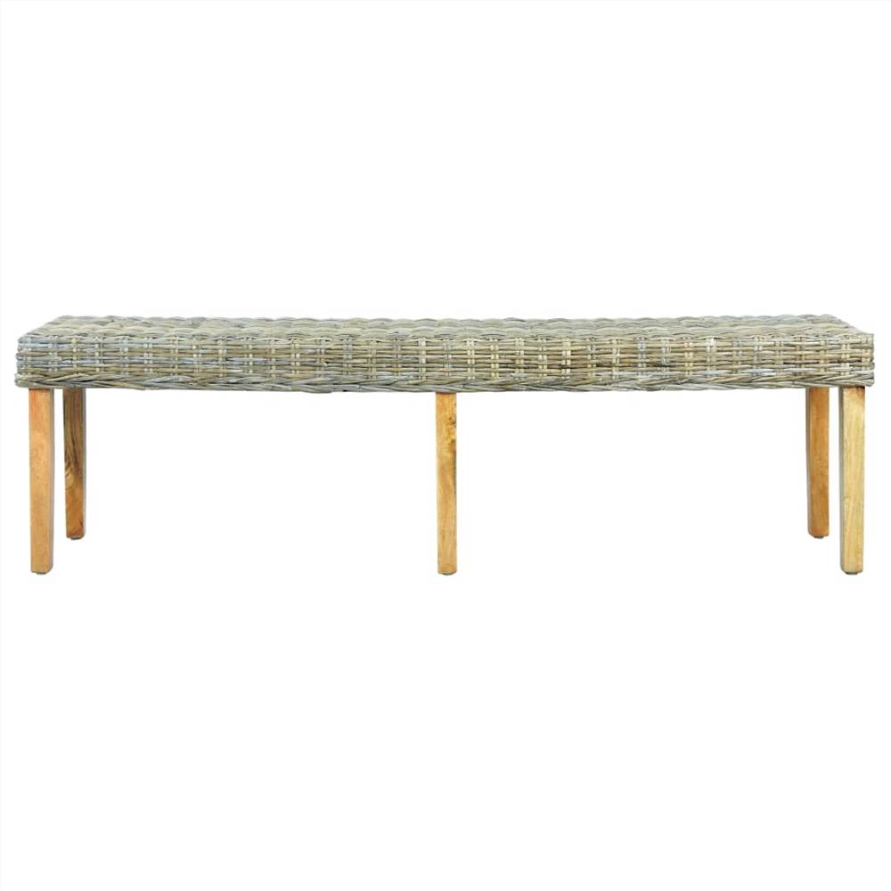 Bench 160 cm Natural Kubu Rattan and Solid Mango Wood