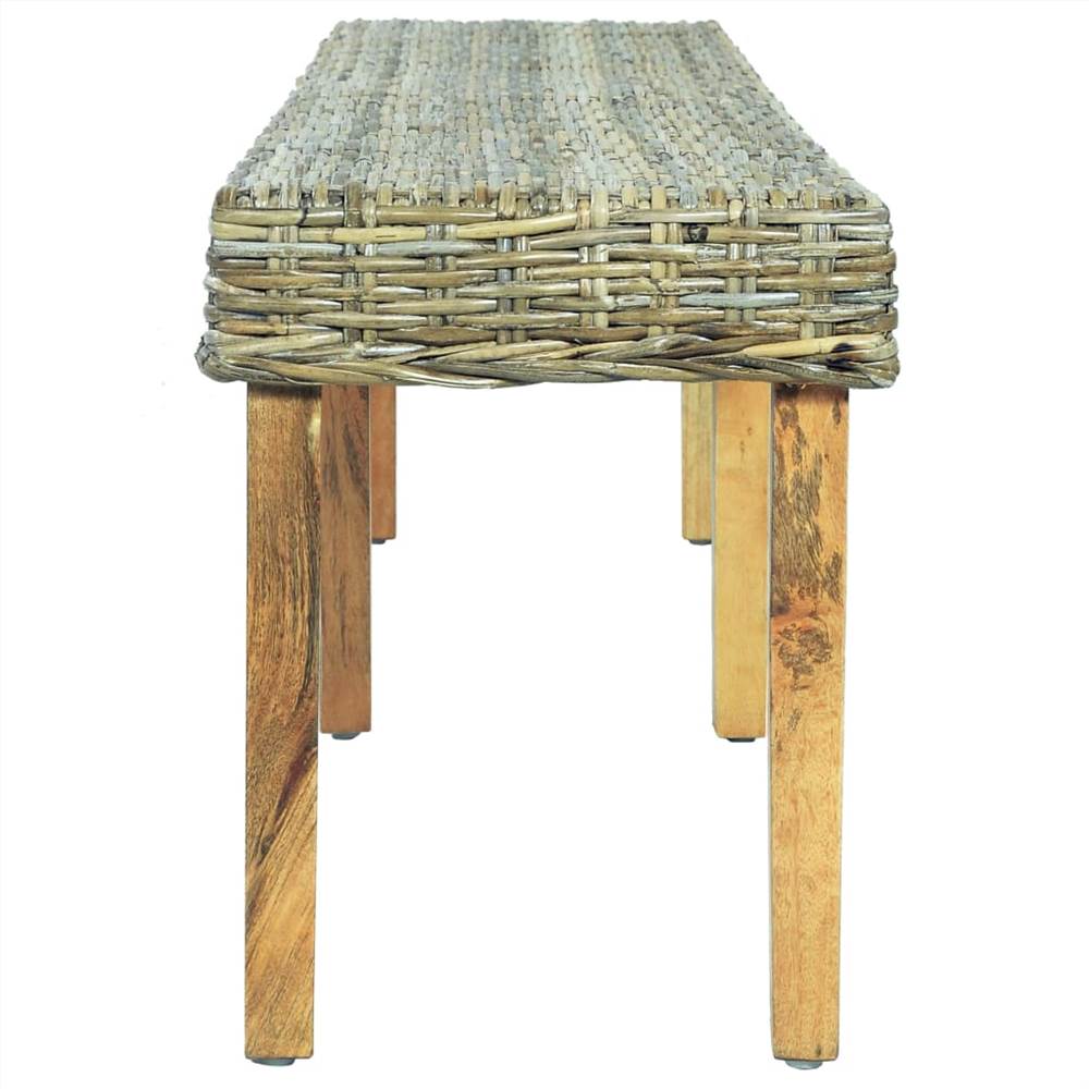 Bench 160 cm Natural Kubu Rattan and Solid Mango Wood