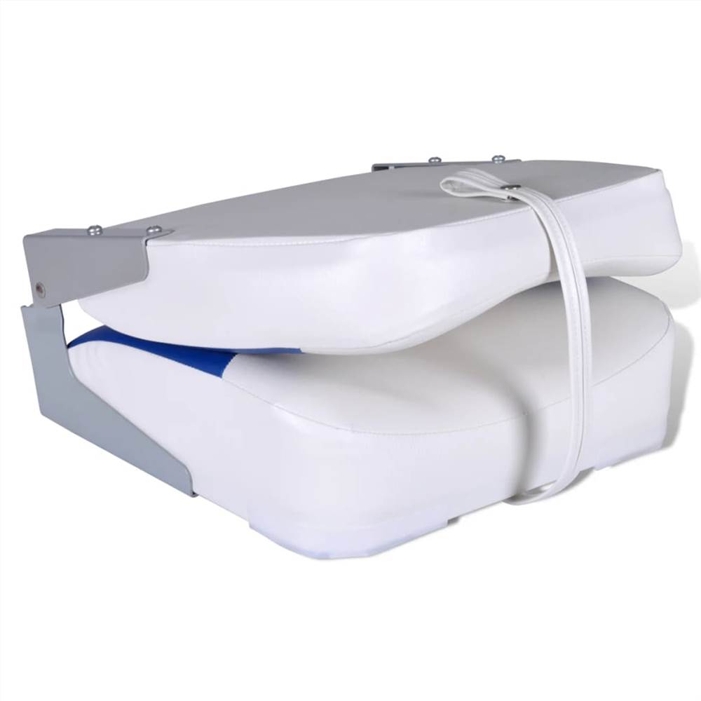 Boat Seats 2 pcs Foldable Backrest Blue-white Pillow 41x36x48cm