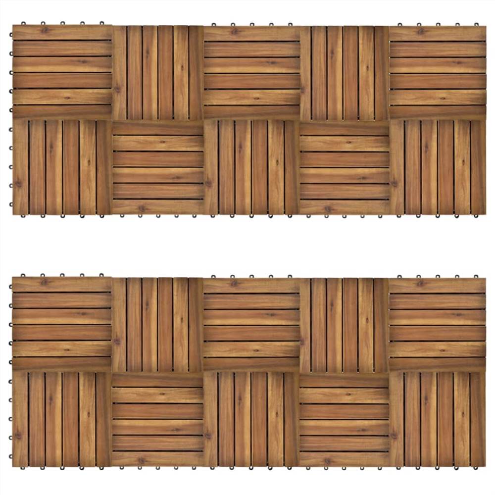 Decking Tiles Vertical Pattern 30 x 30 cm Acacia Set of 20