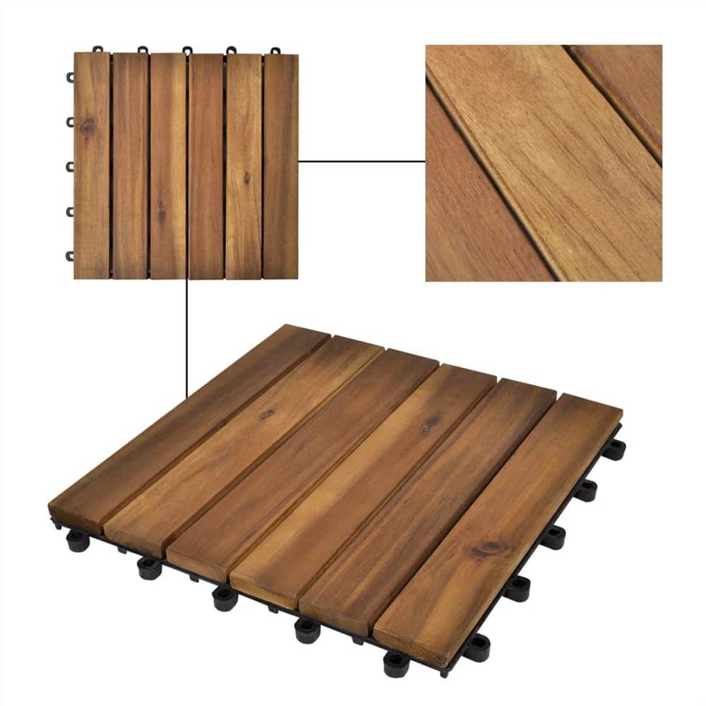 Decking Tiles Vertical Pattern 30 x 30 cm Acacia Set of 20