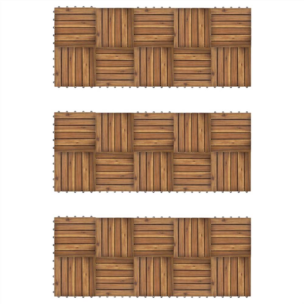 Decking Tiles Vertical Pattern 30 x 30 cm Acacia Set of 30
