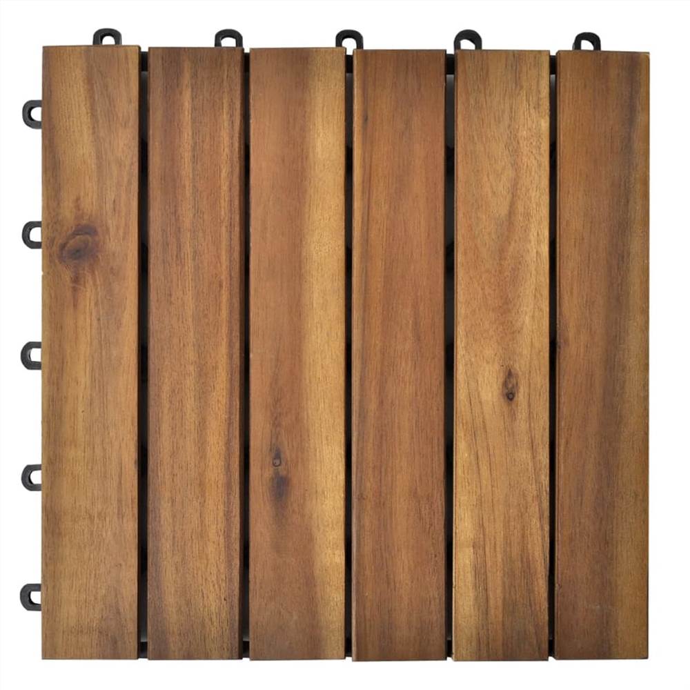 Decking Tiles Vertical Pattern 30 x 30 cm Acacia Set of 30
