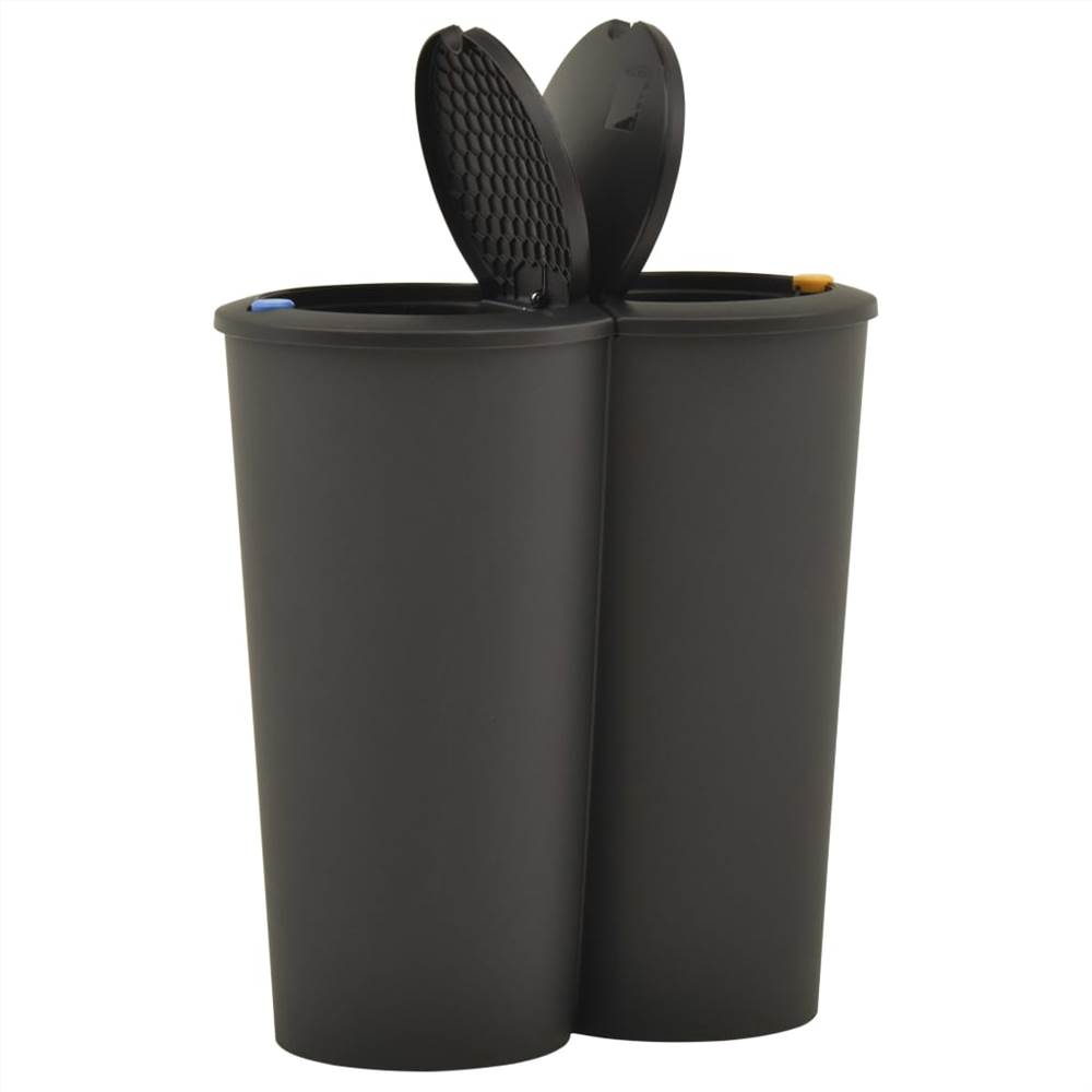 Duo Bin Trash Can 50 L Black