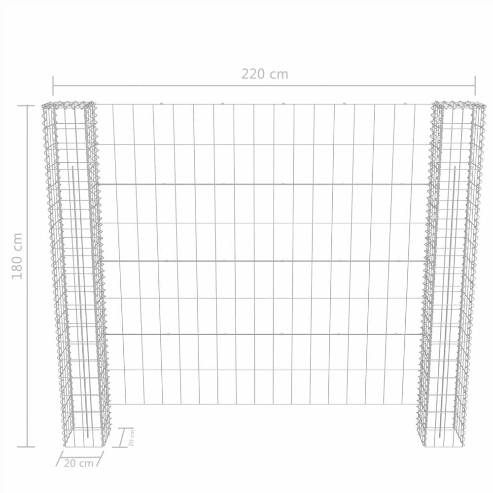 Gabion Fence with 2 Posts Galvanised Steel and PVC 180x180 cm