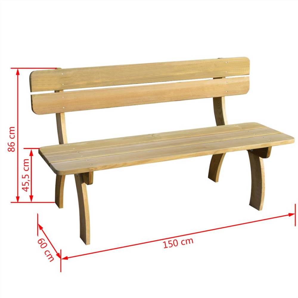 Garden Bench 150 cm Impregnated Pinewood
