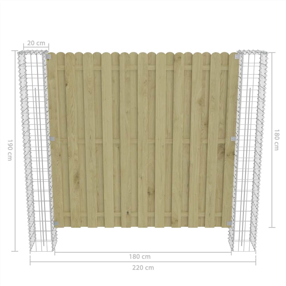 Garden Fence Panel with Gabion Posts Pinewood 180x180 cm