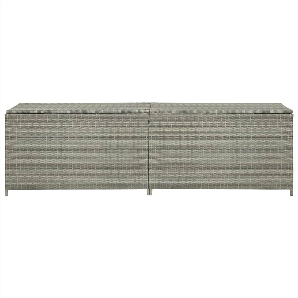 Garden Storage Box Poly Rattan 200x50x60 cm Grey