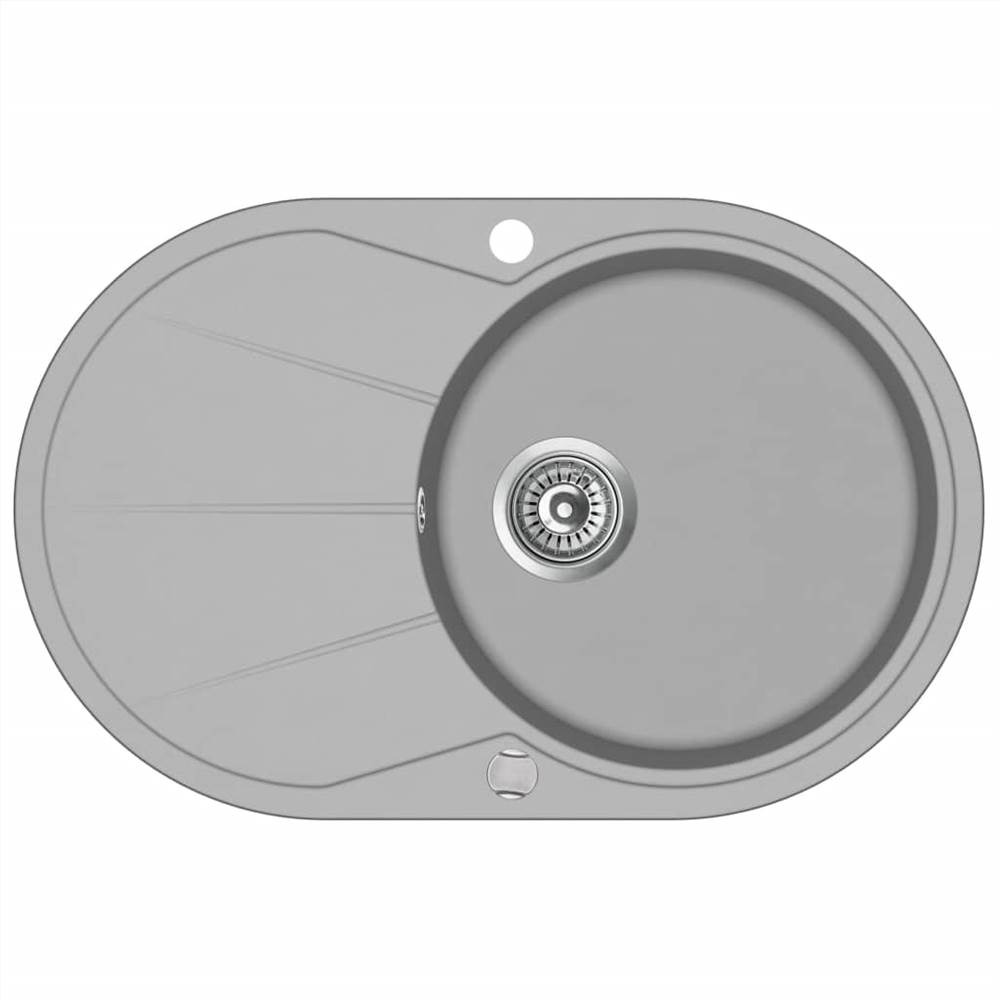 Granite Kitchen Sink Single Basin Oval Grey
