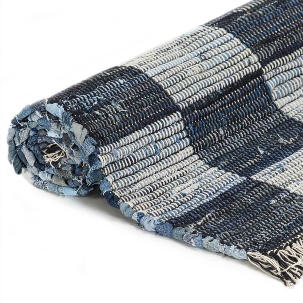 Hand-woven Chindi Rug Denim 80x160 cm Blue