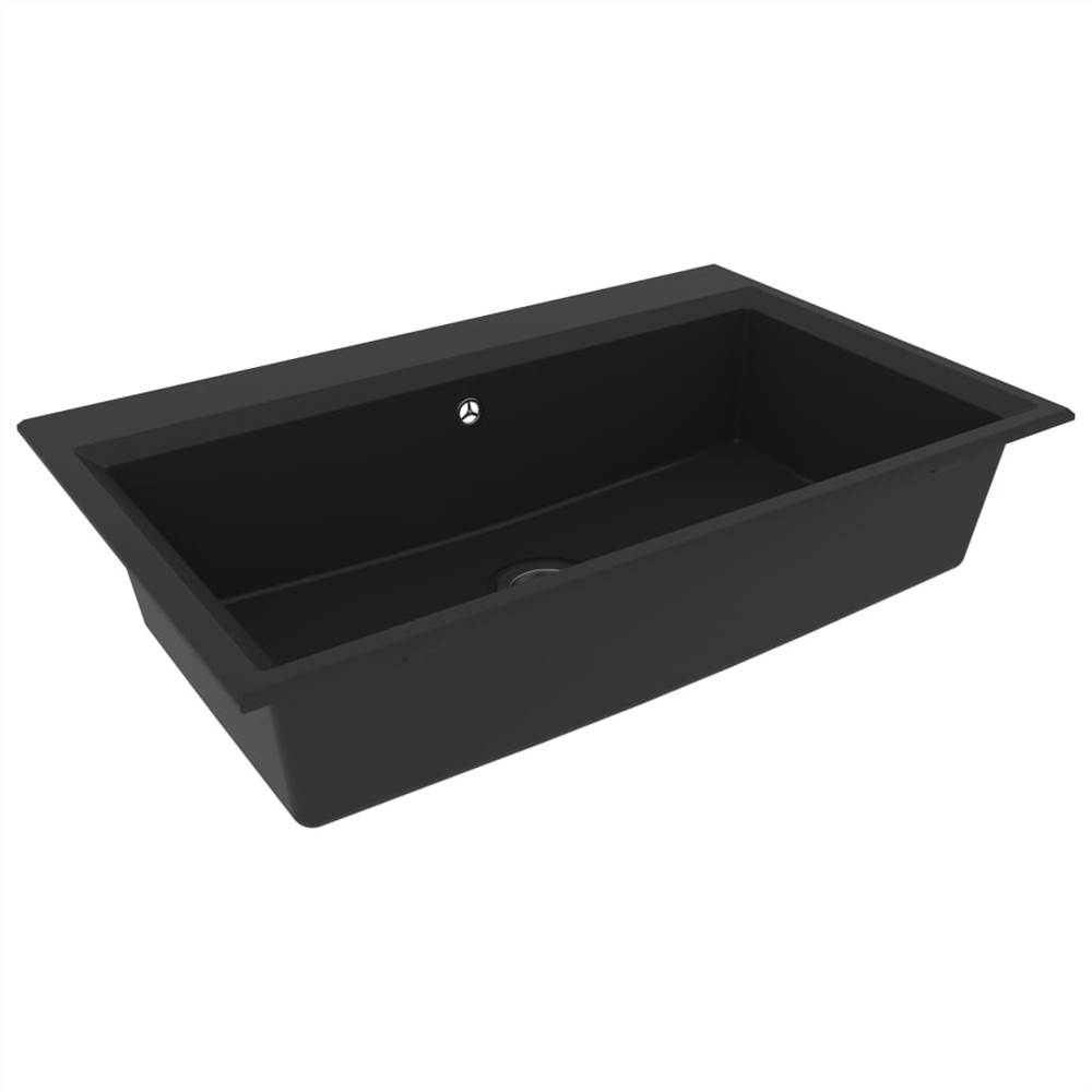 Kitchen Sink with Overflow Hole Black Granite