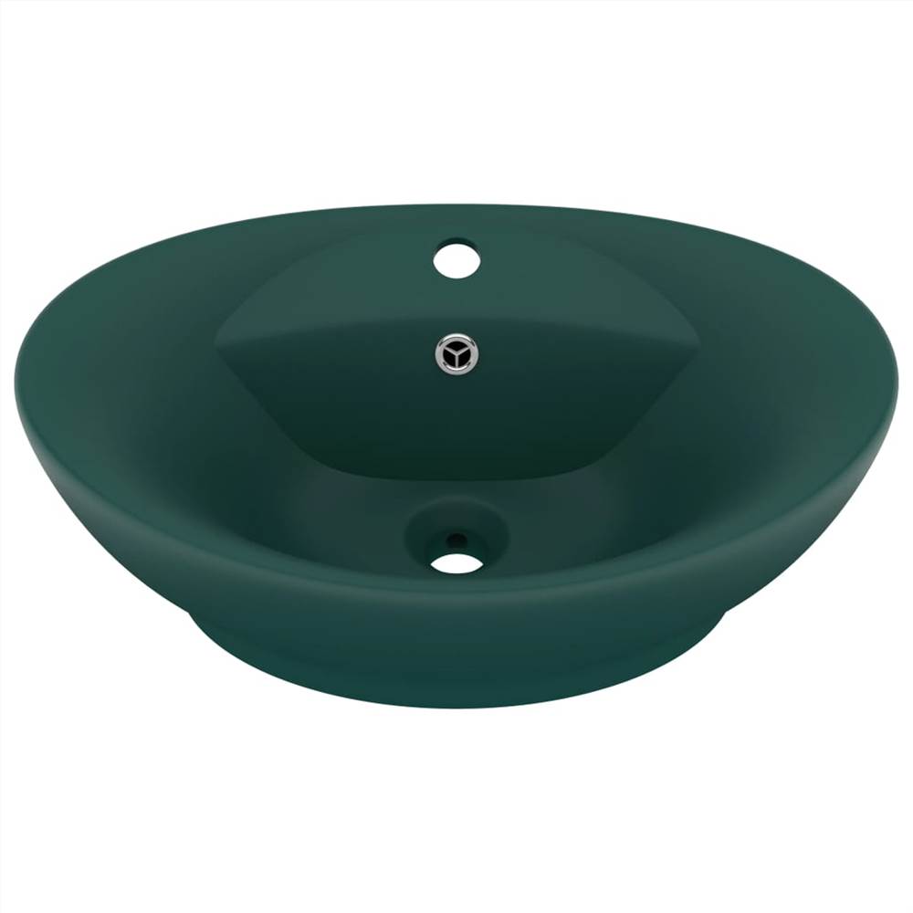 Luxury Basin Overflow Oval Matt Dark Green 58.5X39 Cm Ceramic