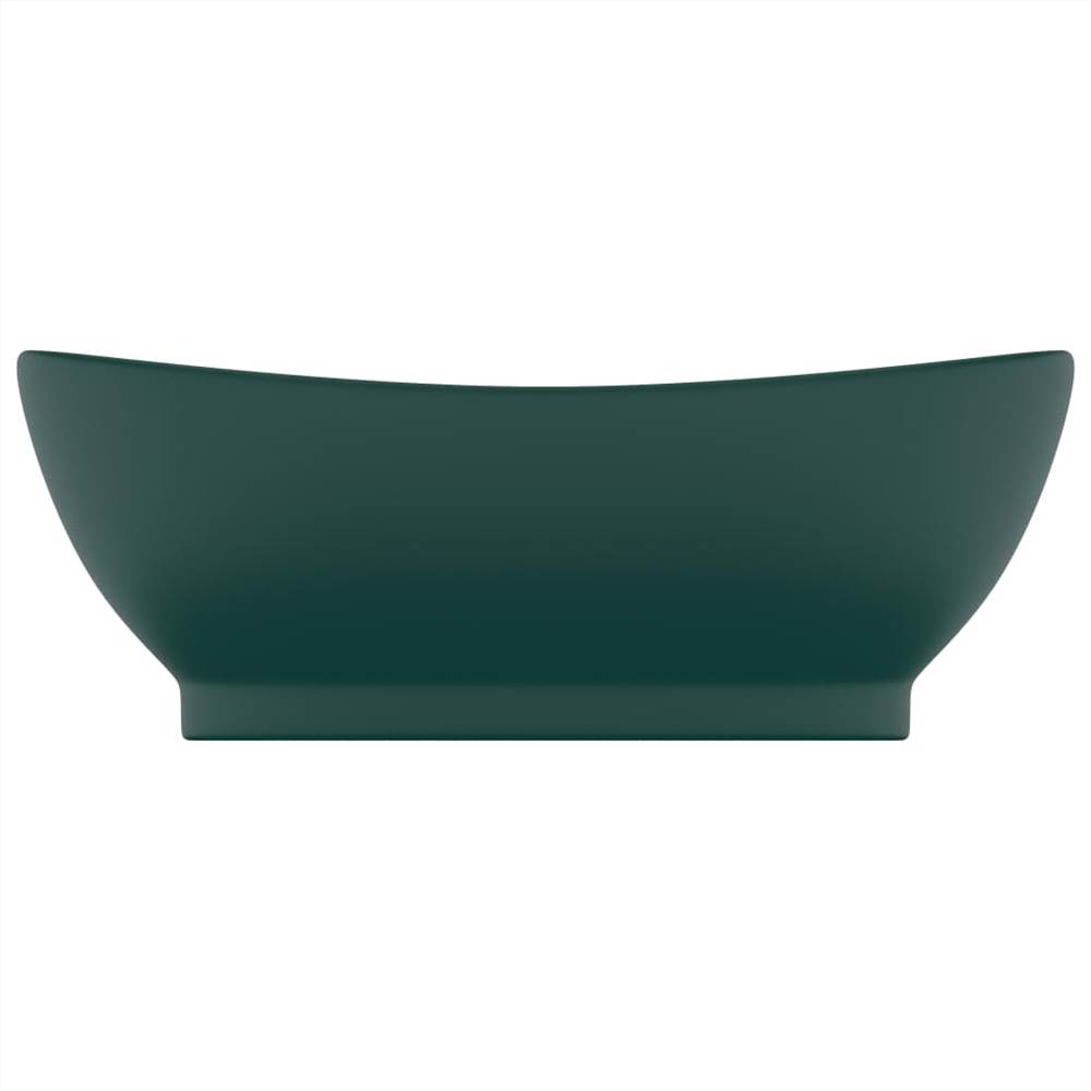 Luxury Basin Overflow Oval Matt Dark Green 58.5X39 Cm Ceramic
