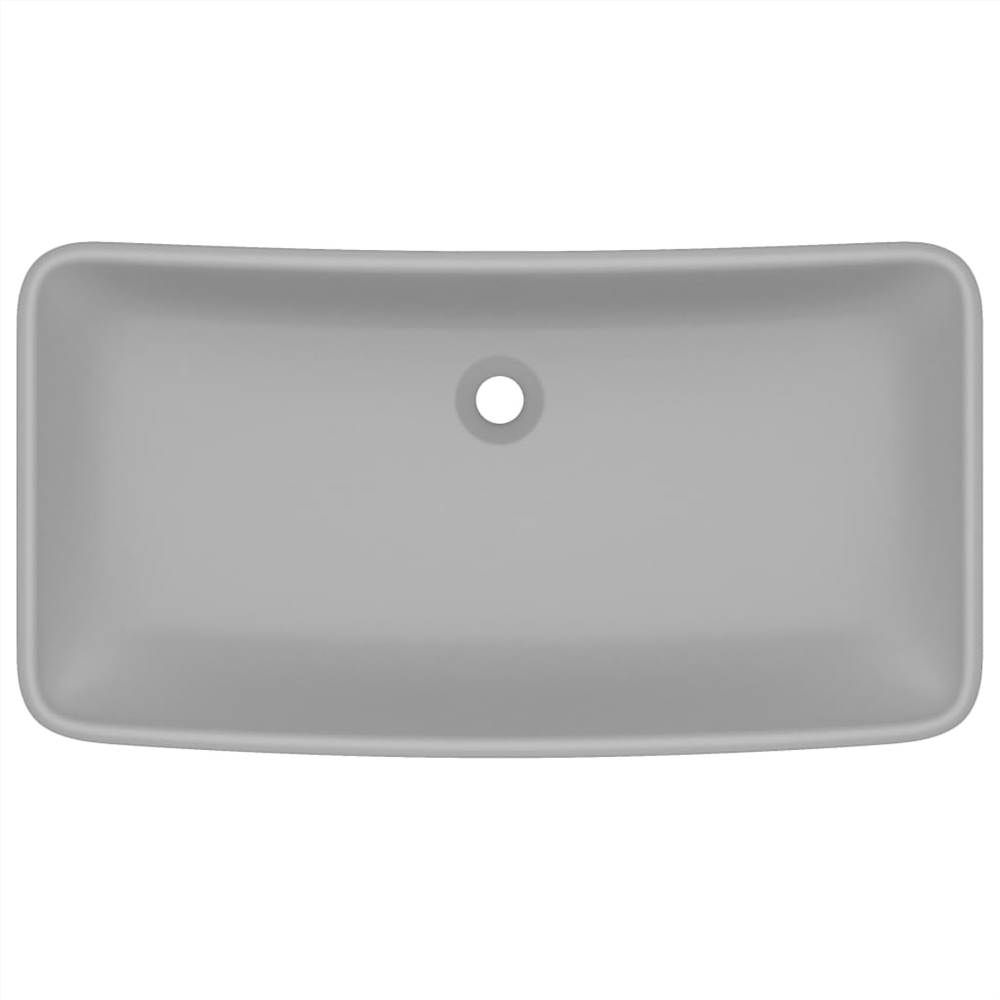Luxury Basin Rectangular Matt Light Grey 71x38 cm Ceramic