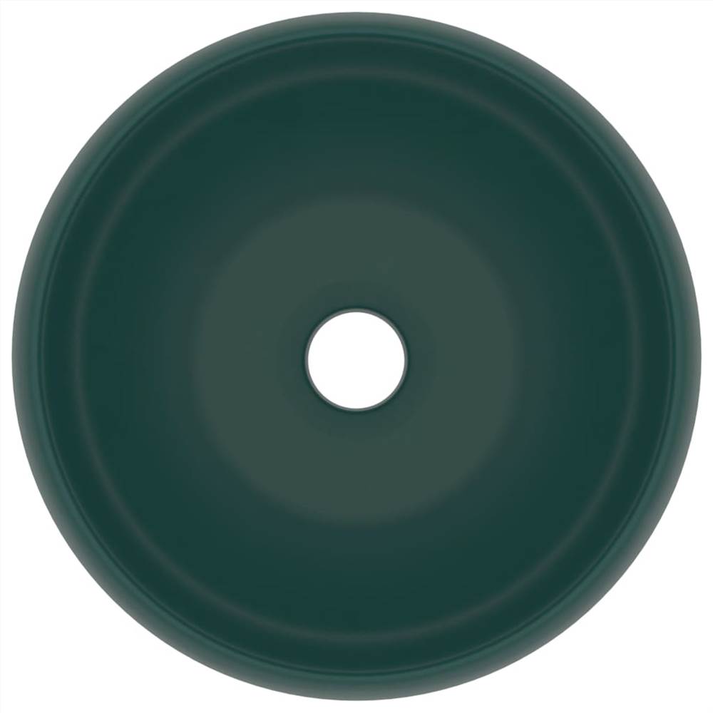 Luxury Wash Basin Round Matt Dark Green 40x15 cm Ceramic